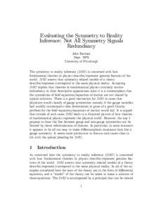 Evaluating the Symmetry to Reality Inference: Not All Symmetry Signals Redundancy - PhilSci-Archive